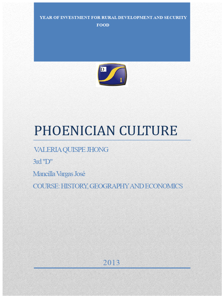 MONOGRAPH The Phoenician Culture | PDF | Phoenicia | Carthage