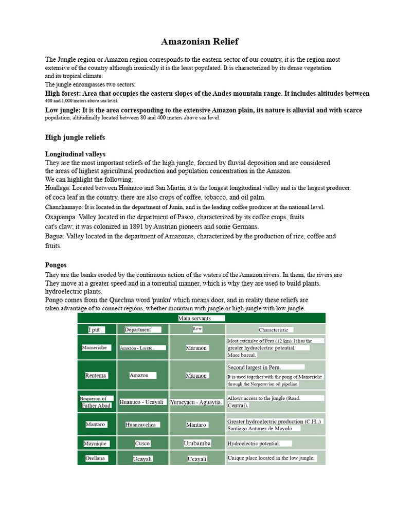 Amazon Jungle Reliefs and Geography | PDF | Amazon Rainforest | Cave