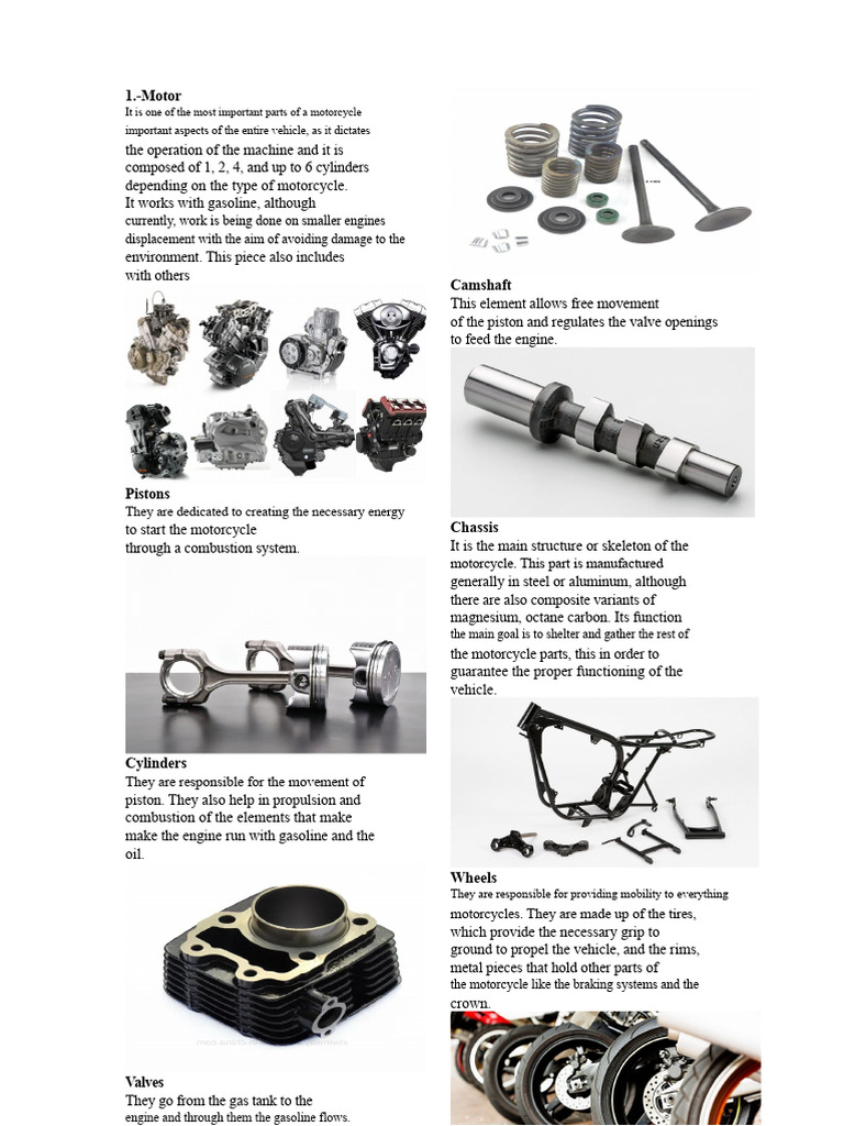 Parts of A Motorcycle | PDF | Motorcycle | Engines