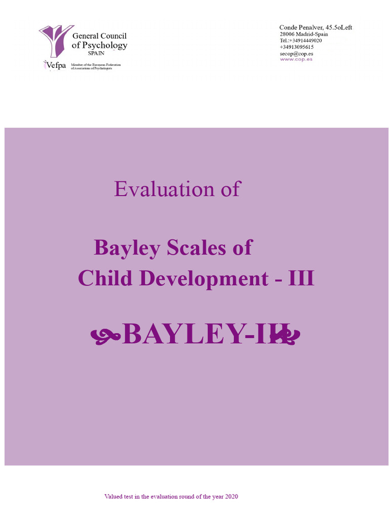 Bayley Scale Assessment | PDF | Validity (Statistics) | Behavioural ...