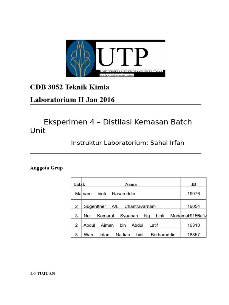 Distilasi Batch: HETP dan Refluks | PDF