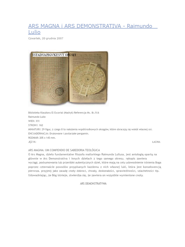 Ars Magna I Ars Demonstrativa | PDF