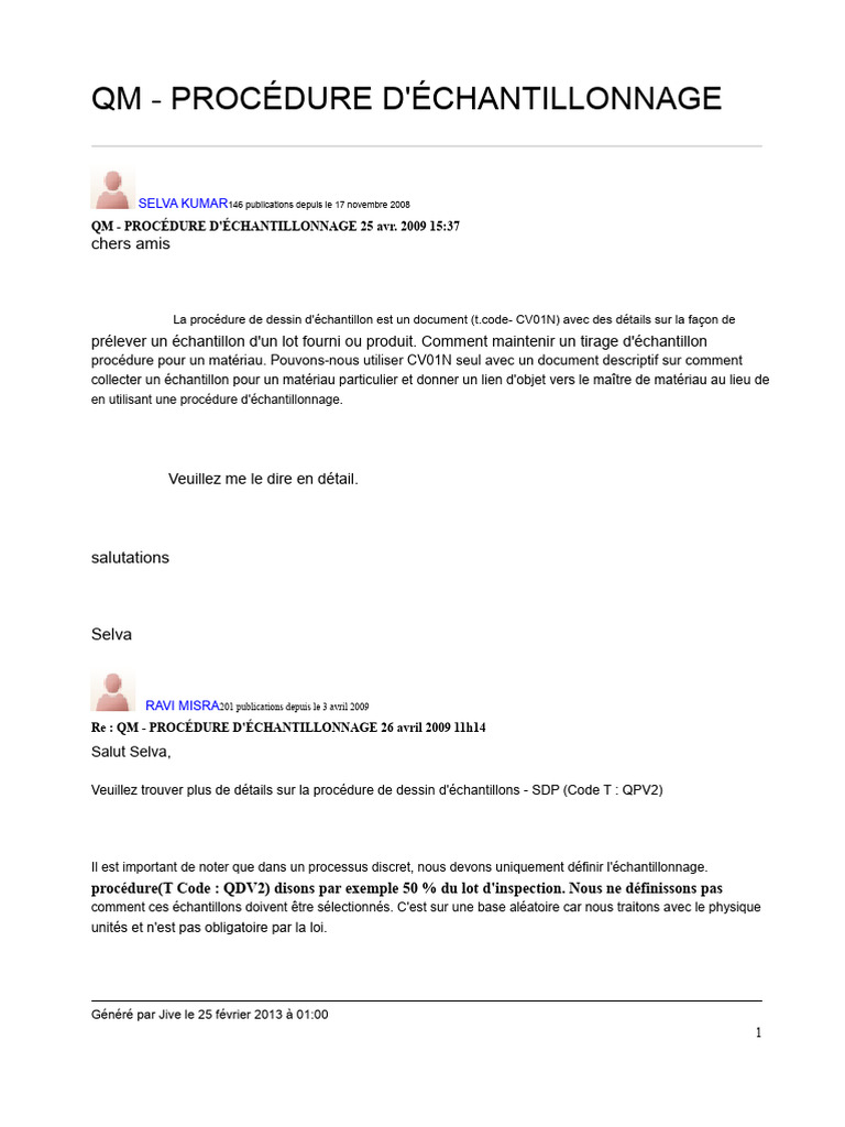 Procédure d'Échantillonnage QM détaillée | PDF | Échantillonnage (signal)
