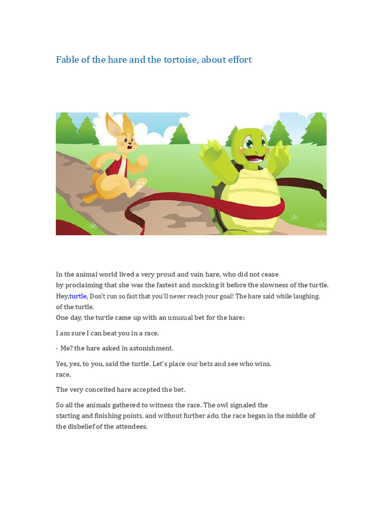 Fable of The Hare and The Tortoise | PDF | Turtle