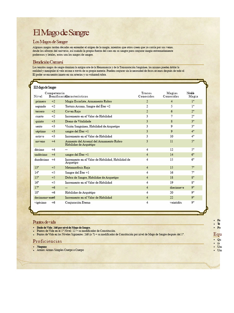 El Mago de Sangre - The Homebrewery | PDF | Poderes mitológicos ...