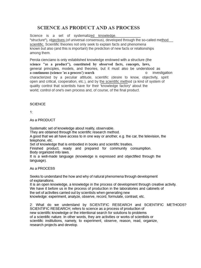 Science As Product and As Process | PDF | Science | Knowledge