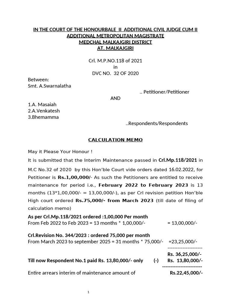 Calculation Memo for Interim Maintenance | PDF
