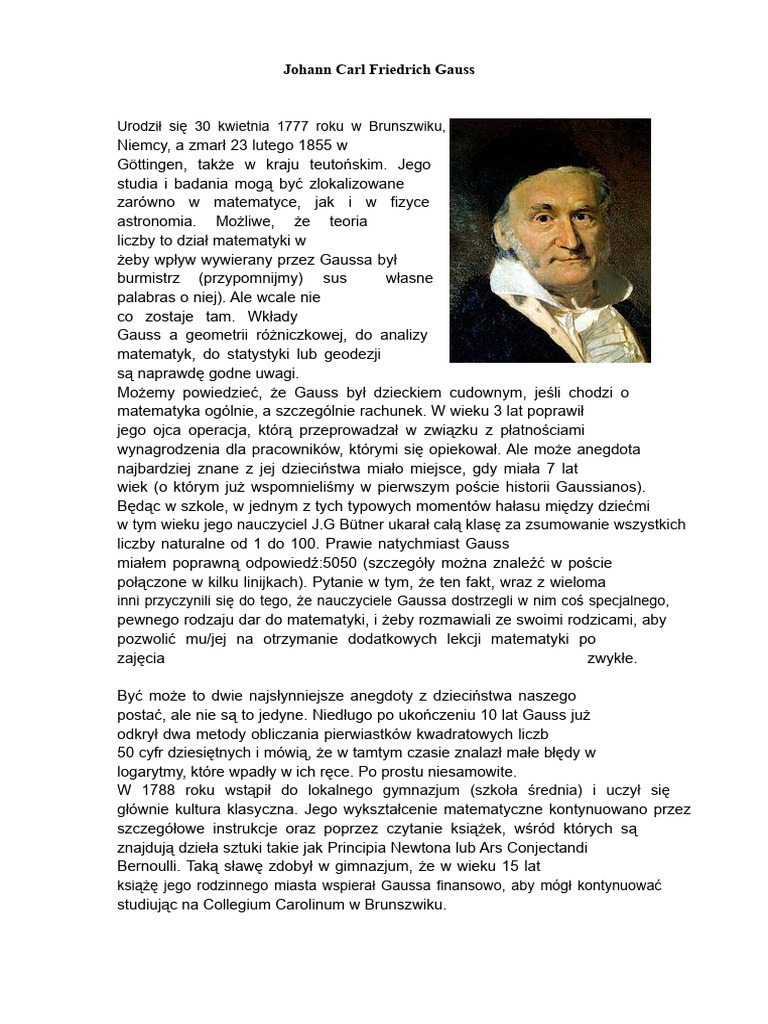 Johann Carl Friedrich Gauss | PDF