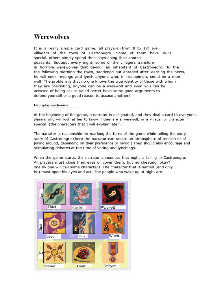 Werewolf Game | PDF | Werewolves