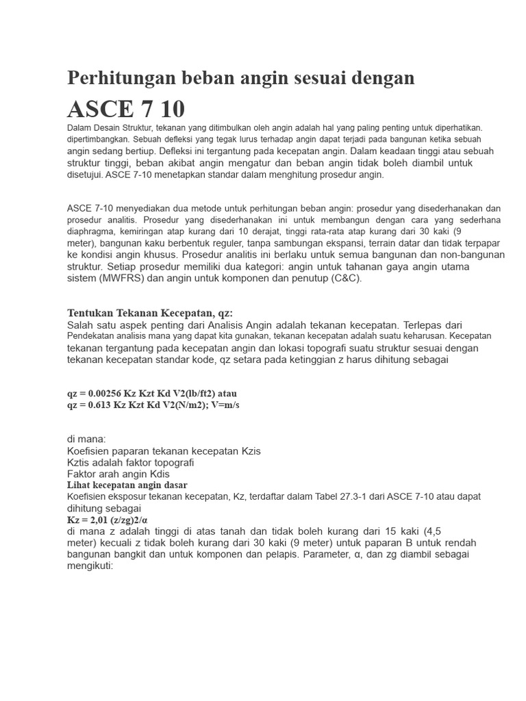 Perhitungan Beban Angin ASCE 7-10 | PDF