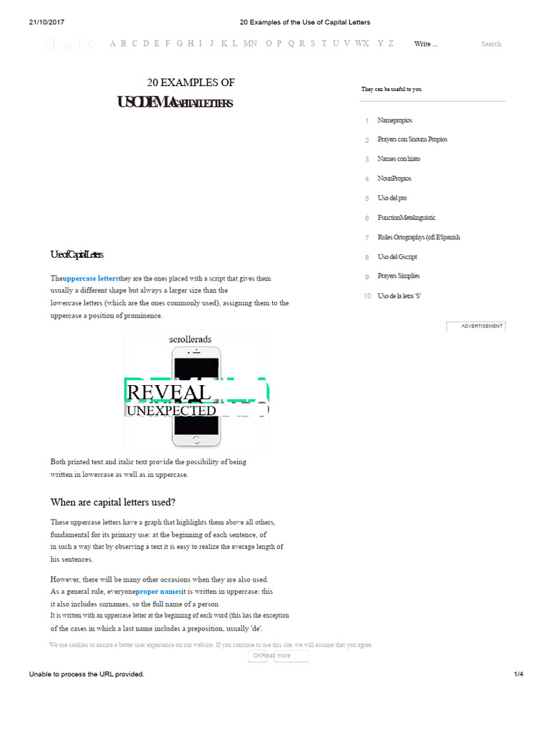 20 Examples of The Use of Capital Letters | PDF | Letter Case | Linguistics
