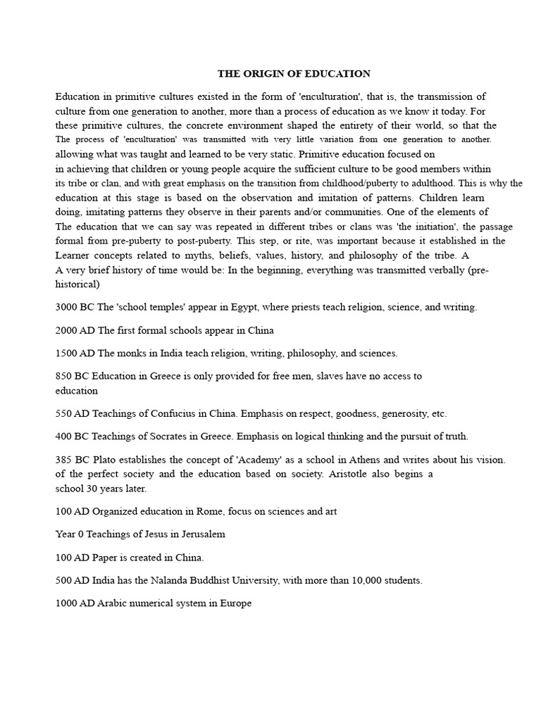 The Origin of Education | PDF | Science | Ancient Greece