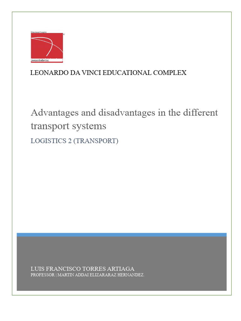 Advantages and Disadvantages of Transportation | PDF | Transport | Land ...