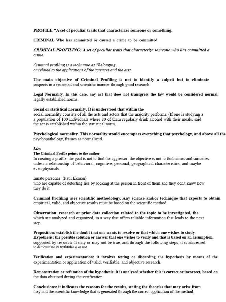 Criminal Profile | PDF | Offender Profiling | Crimes