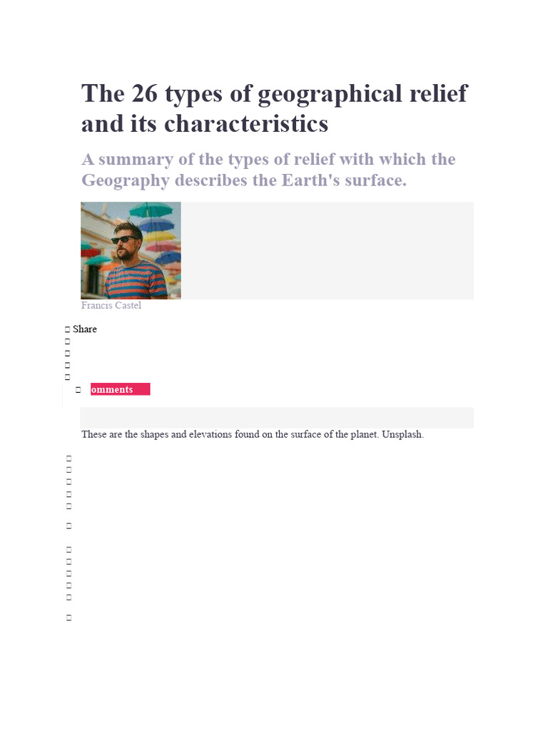 The 26 Types of Geographic Relief and Their Characteristics | PDF ...