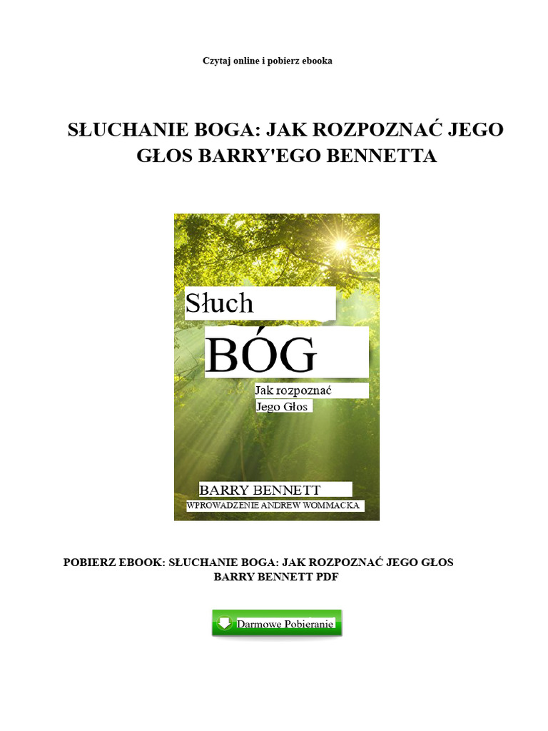 Słuchanie Boga Jak Rozpoznać Jego Głos Autorstwa Barry Bennett | PDF