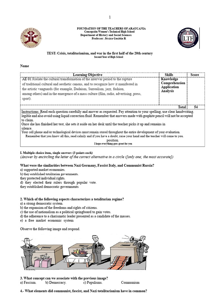 Test 1 Crisis and Totalitarianism | PDF | Nazi Germany | Totalitarianism