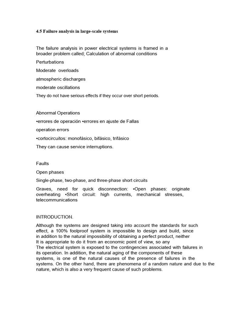 Failure Analysis in Large Scale Systems | PDF | Transmission Line ...