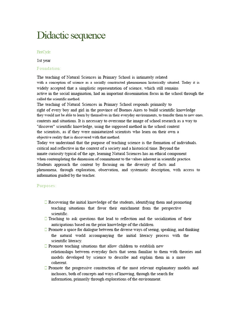 Didactic Sequence - Materials | PDF | Science | Knowledge