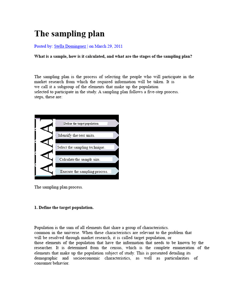 The Sampling Plan | PDF | Sampling (Statistics) | Sample Size Determination