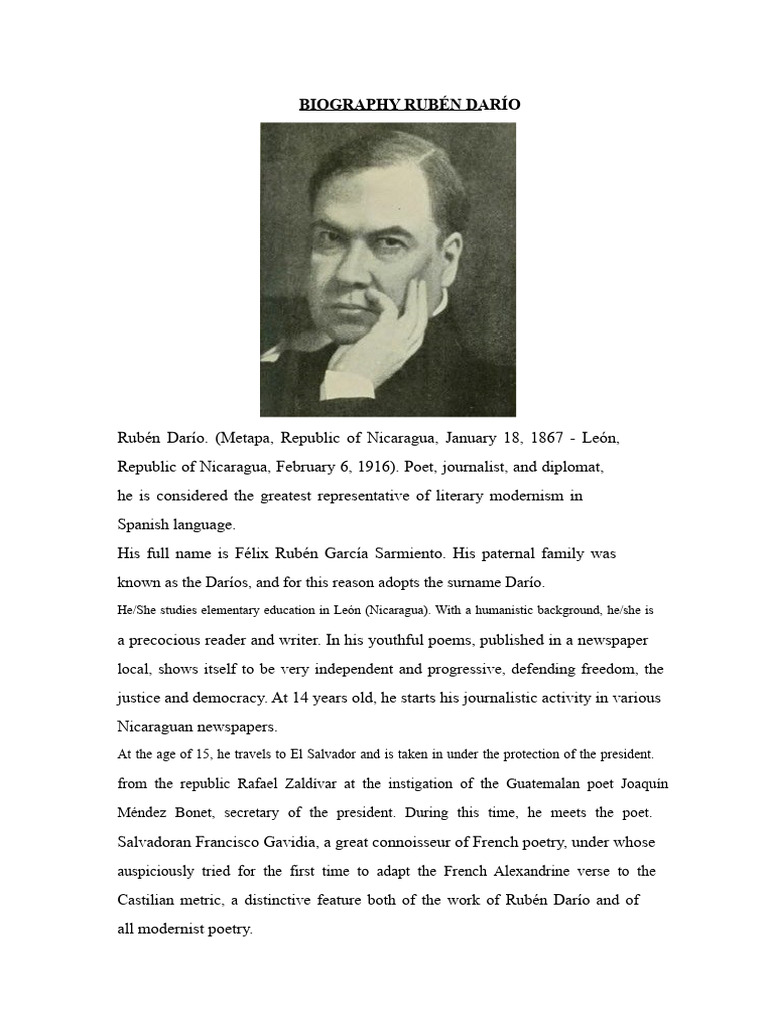 Biography of Rubén Darío | PDF
