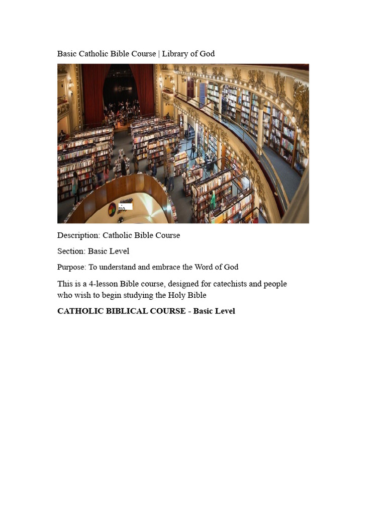 Catholic Bible Course: Basic Lessons | PDF | Bible | Biblical Canon