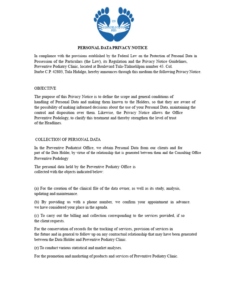 1 Notice of Personal Data Privacy | PDF | Privacy | Confidentiality