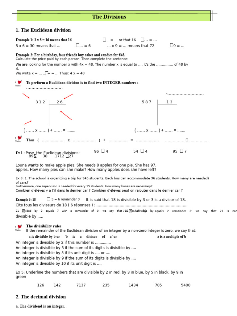 Division. 6th Grade. Game and Math. | PDF | Number Theory | Arithmetic