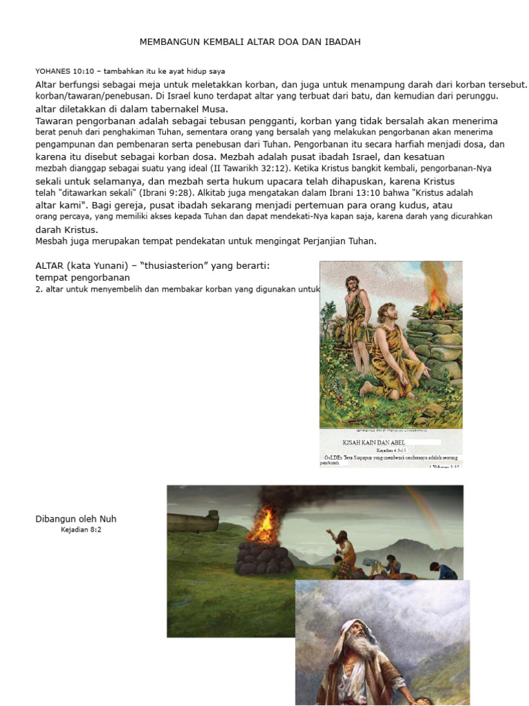 Membangun Altar Doa dan Ibadah Kembali | PDF