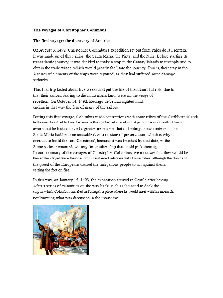Columbus's Voyages: Discoveries & Decline | PDF | Voyages Of ...