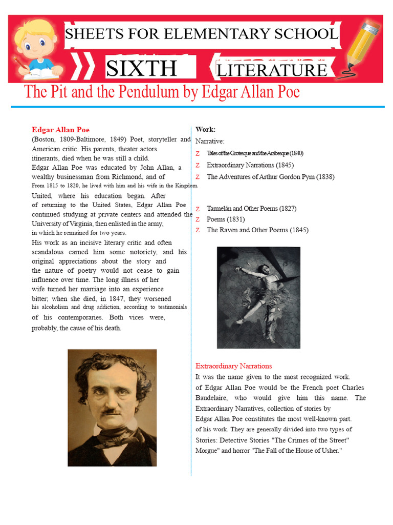 The Pit and The Pendulum by Edgar Allan Poe For Sixth Grade of ...
