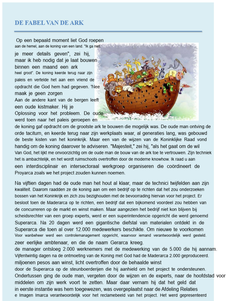 Workshop #2. 2P DE FABEL VAN DE ARK Ondernemerschap | PDF