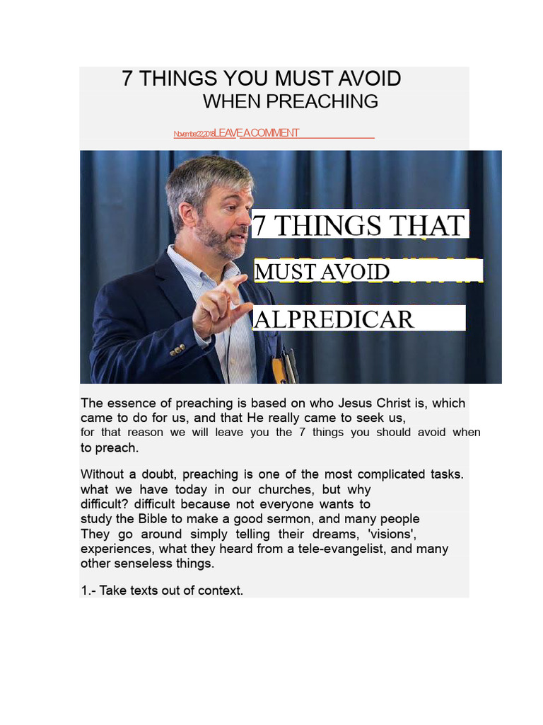 7 Preaching Pitfalls to Avoid | PDF | Sermon | Jesus