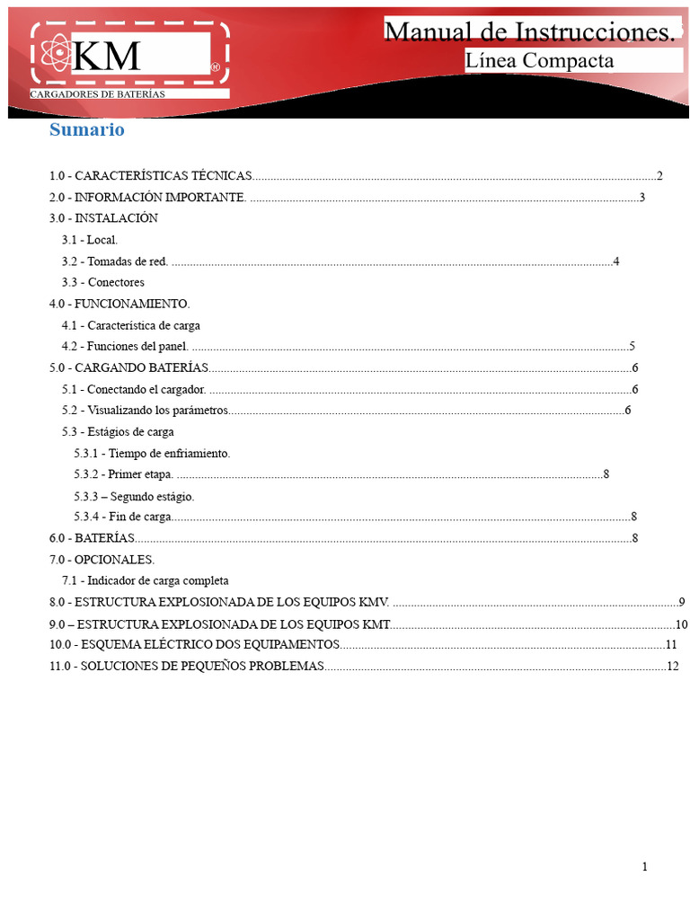 Manual Cargadores KM Línea - Compacta | PDF | Cargador de batería | Diodo emisor de luz