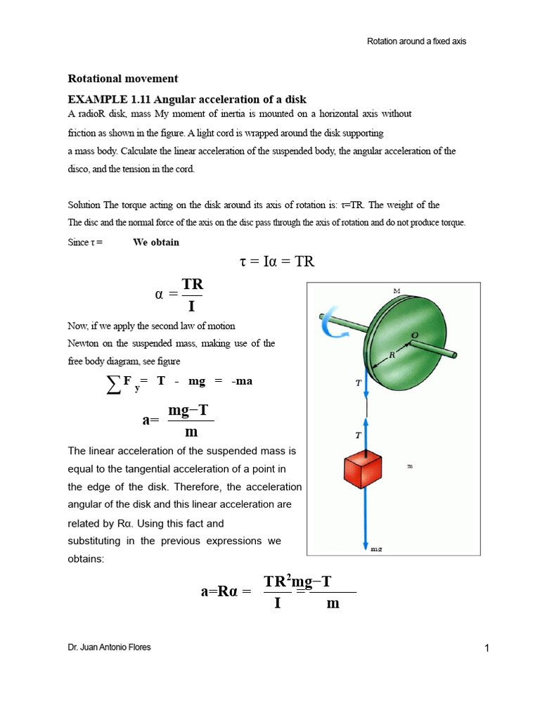 Exercises 8 Rotational Dynamics | PDF | Rotation Around A Fixed Axis | Torque