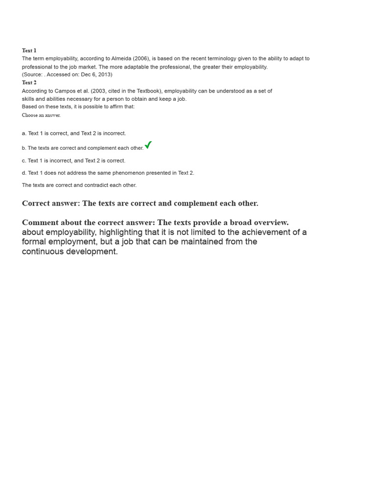 Personal and Professional Development - Answer Key For Questions ...