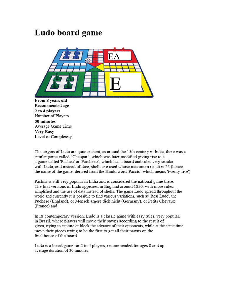 Ludo Board Game | PDF | Games Of Mental Skill | Traditional Board Games