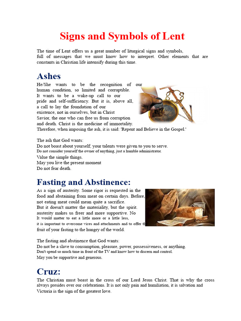 Signs and Symbols of Lent | PDF | Lent | Jesus