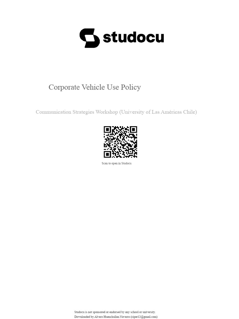 Corporate Vehicle Use Policy Guide | PDF | Insurance | Seat Belt
