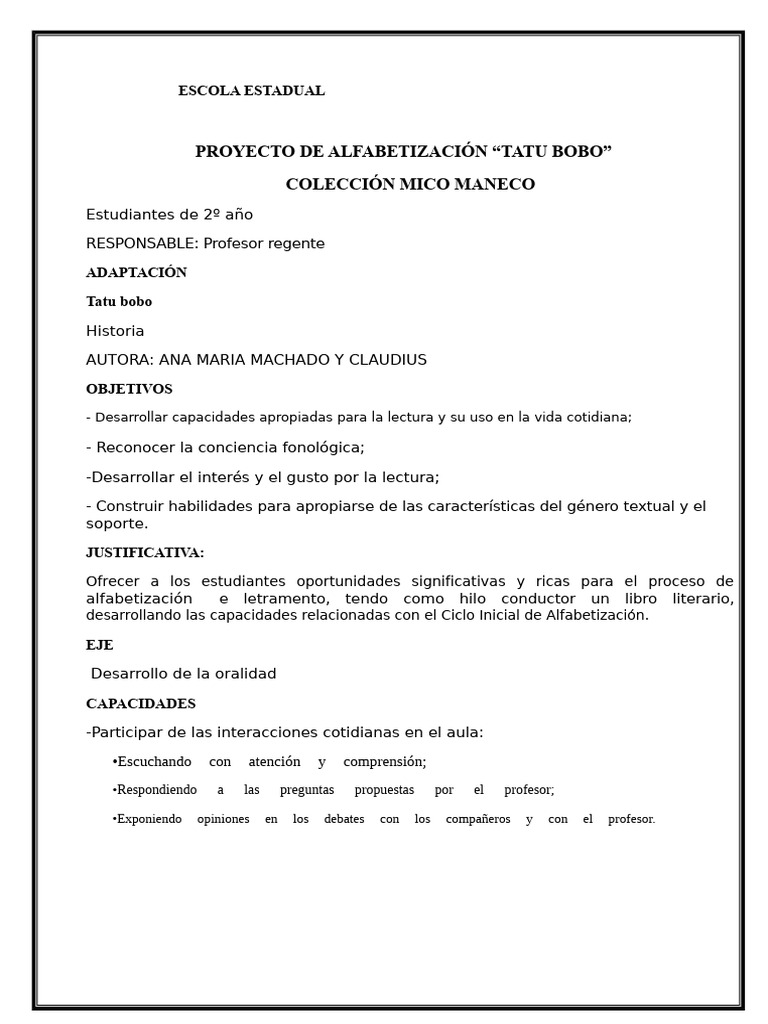 Proyecto Tatú y El Lobo | PDF | Literatura | Sílaba