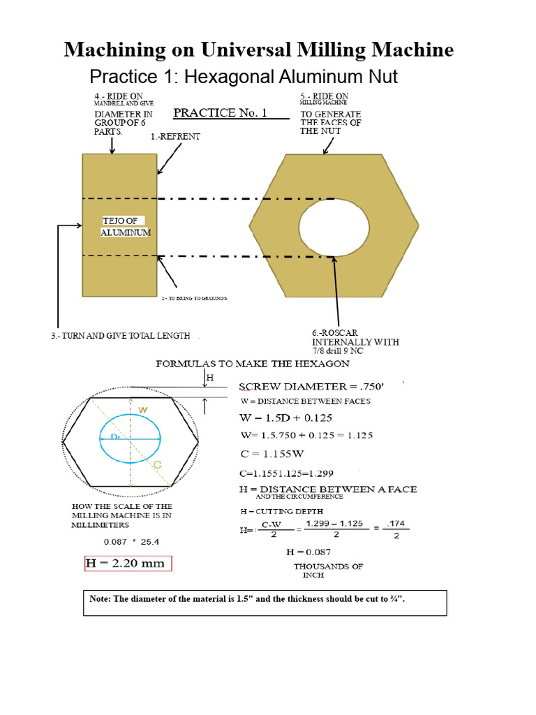 Hexagonal Nut Machining Guide | PDF | Machining | Crafts