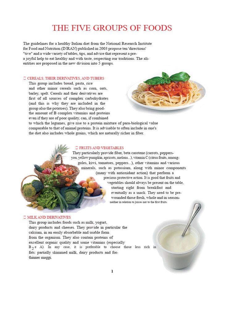 5 Food Groups | PDF | Foods | Vegetables