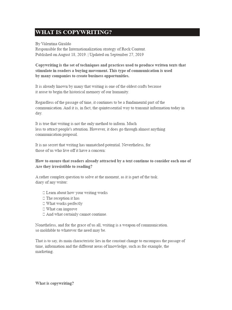 What Is Copywriting | PDF | Copywriting | Advertising