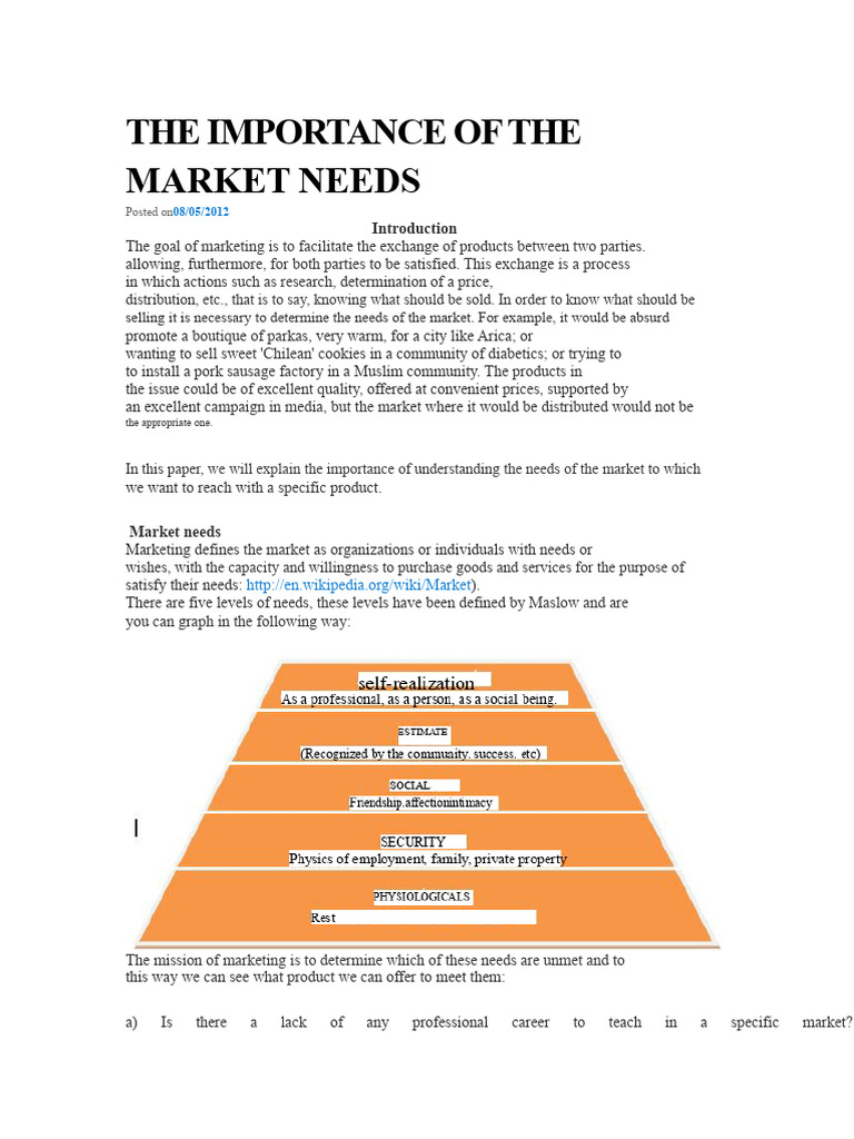 The Importance of Market Needs | PDF | Marketing | Economies
