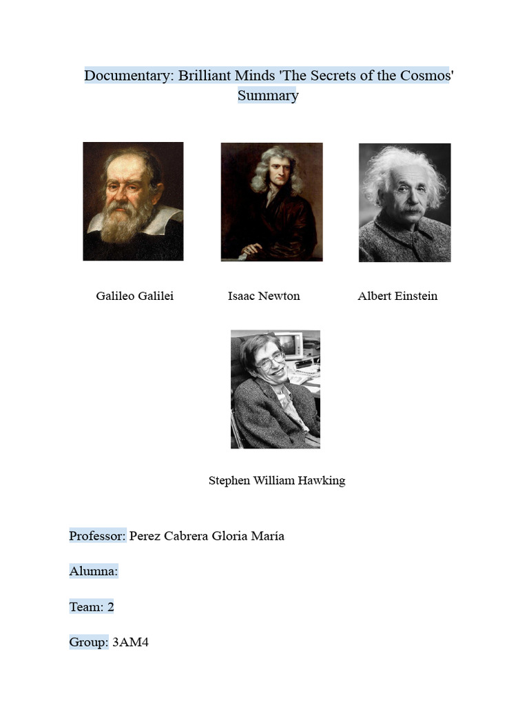 Documentary - Brilliant Minds "The Secrets of The Cosmos" Summary | PDF ...
