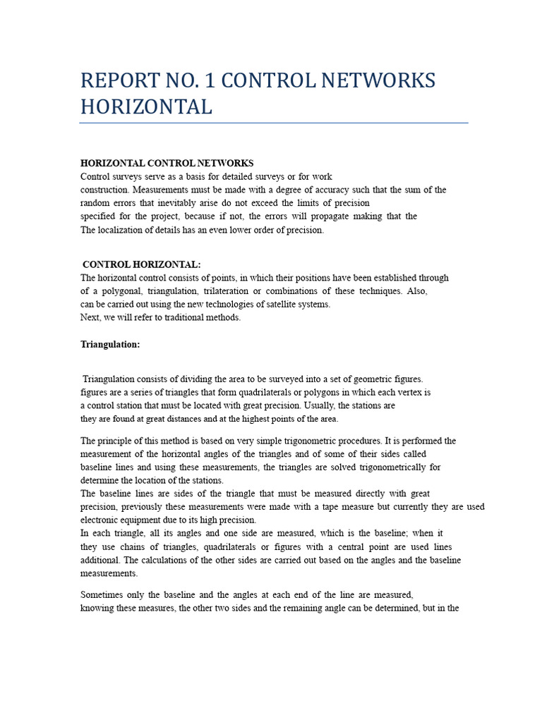Horizontal Control Networks | PDF | Surveying | Triangle