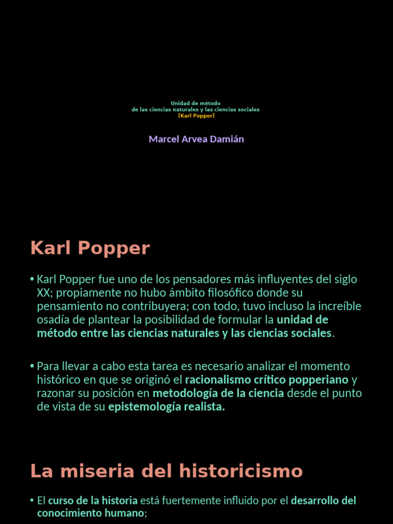 Karl Popper y La Unidad Metodológica Entre Ciencias Naturales y ...