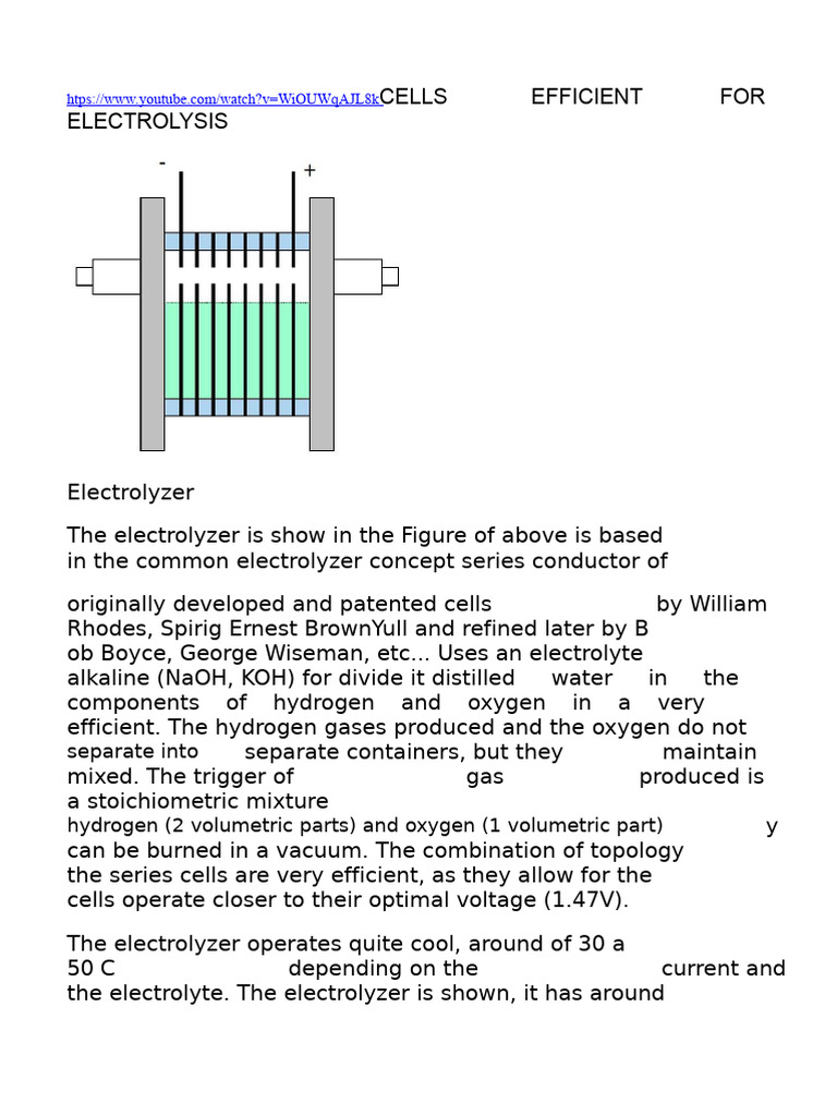 EFFICIENT CELLS FOR HYDROGEN Electrolysis | PDF | Sodium Hydroxide ...