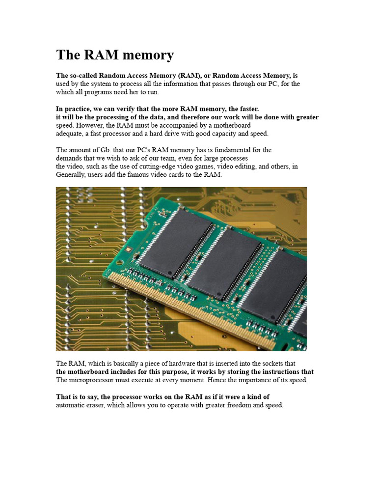 The RAM Memory | PDF | Random Access Memory | Computer Architecture