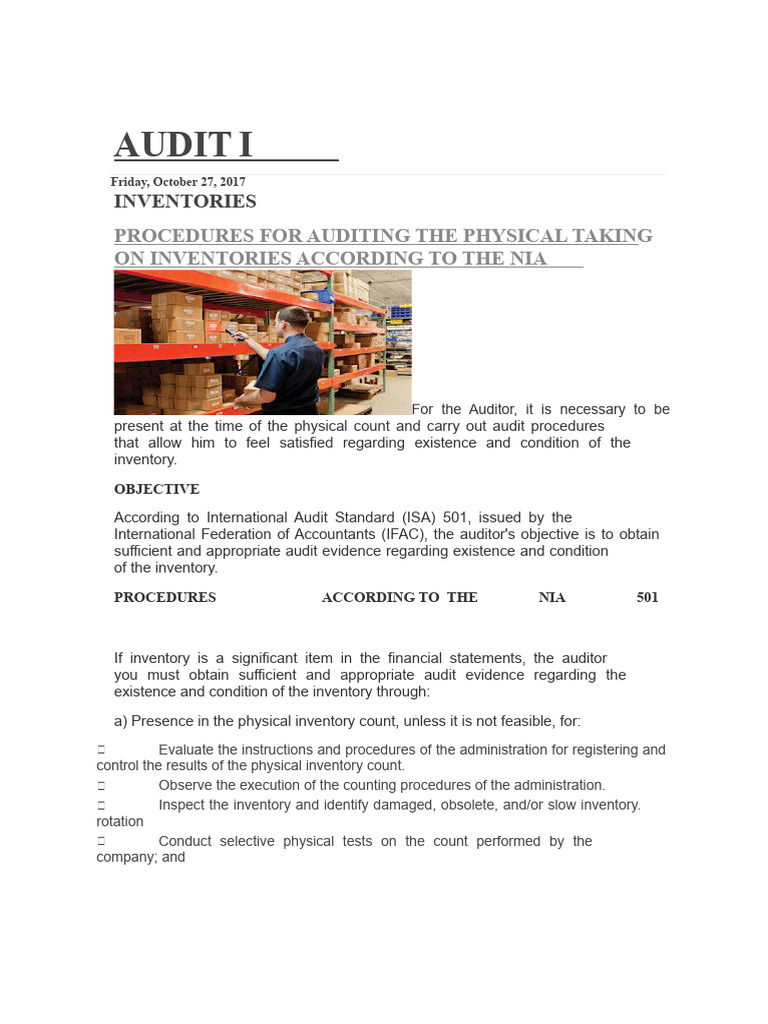 Inventory Audit NIAS | PDF | Audit | Inventory